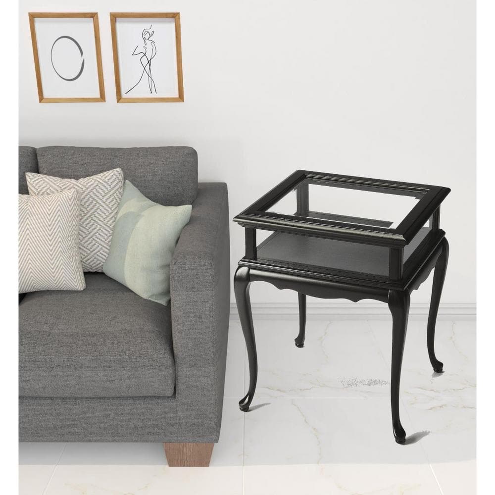 HomeRoots 18 in. Black Rectangle Glass End Table 2000488942 - The Home ...