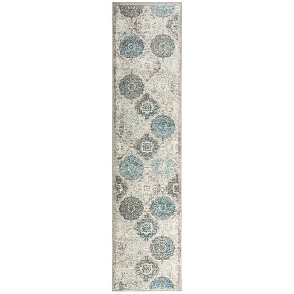 Home Dynamix Boho Grey/Blue 2 ft. x 7 ft. Oriental Area Rug 4-7585-705 ...