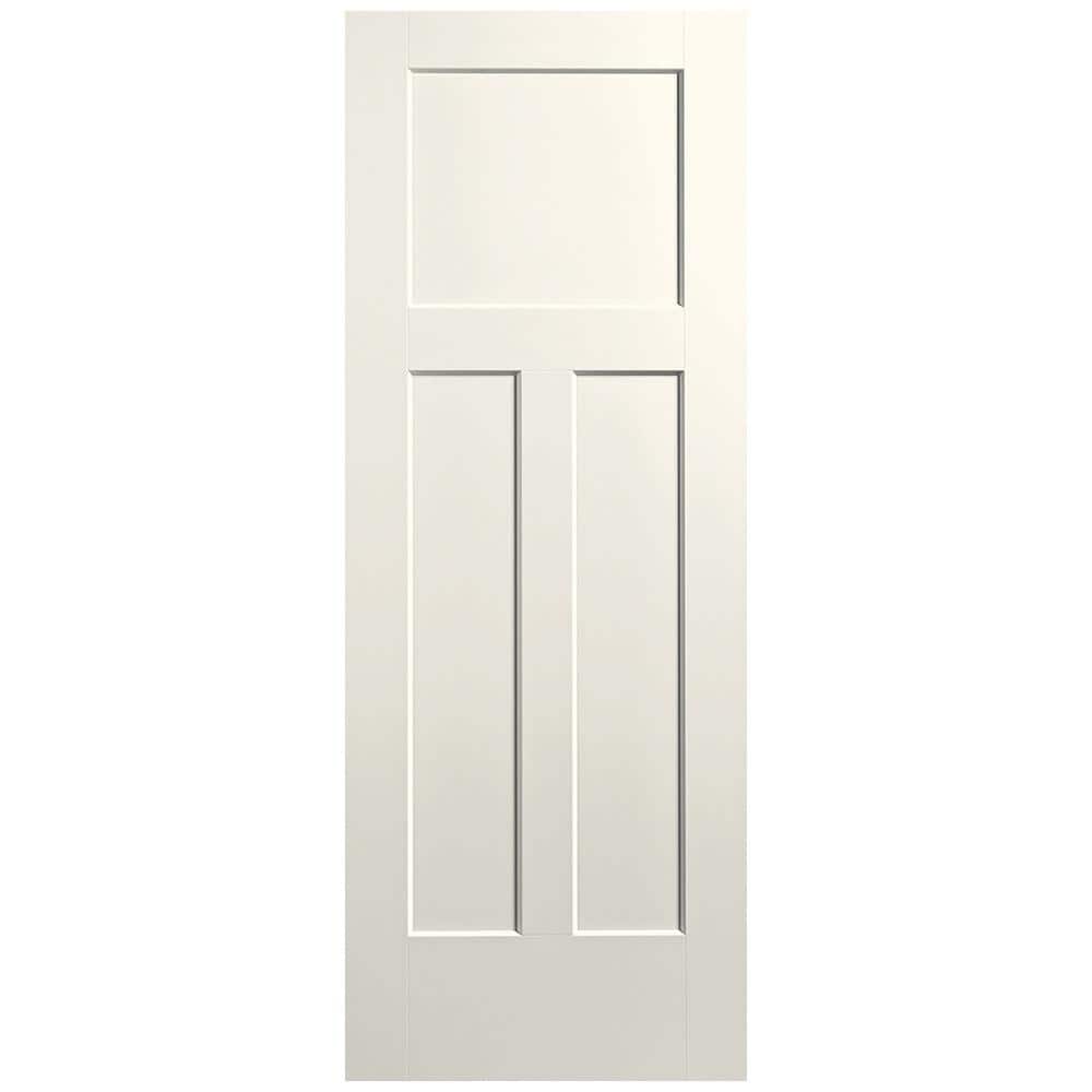 Masonite 30 in. x 80 in. 3-Panel Winslow Single Bore Solid Core Ivory ...