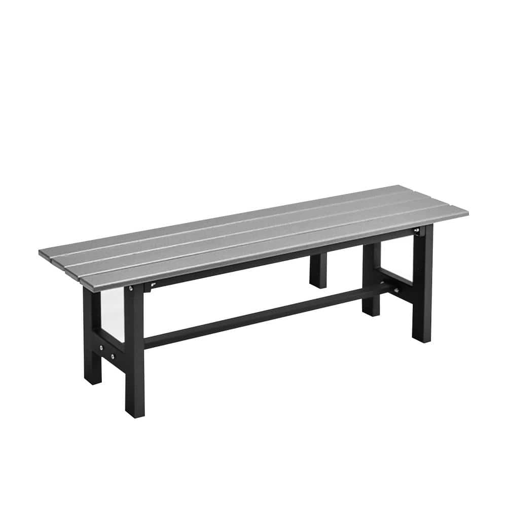 FORCLOVER 47 in. Metal Outdoor Bench with Slatted Seat Plastic Coated ...
