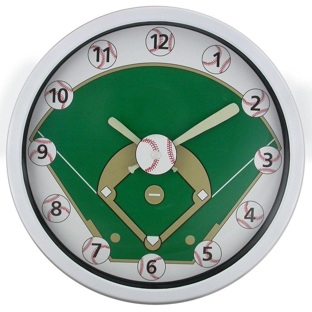 Timekeeper Products 10 in. Round White Frame Rotating Baseball Wall ...