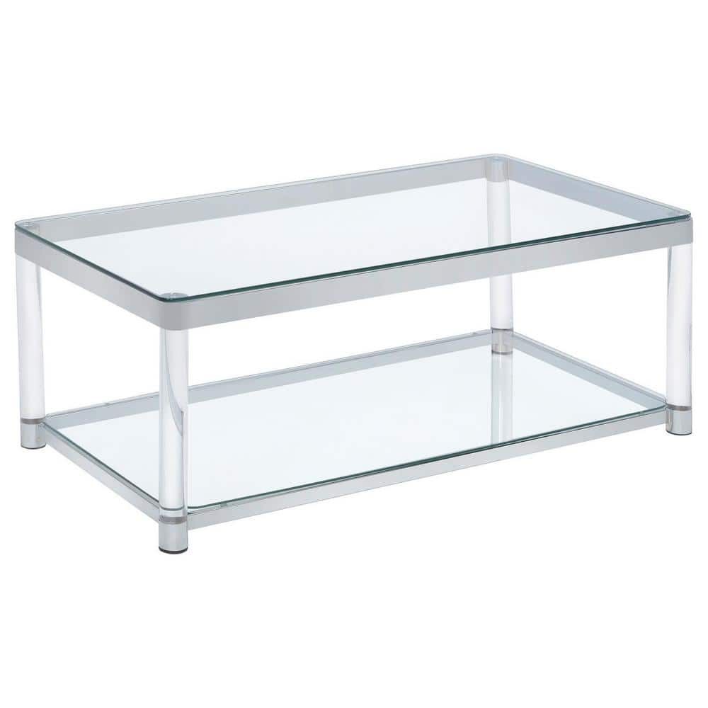Coaster Home Furnishings Anne 48 in. L Chrome and Clear Rectangle Glass ...
