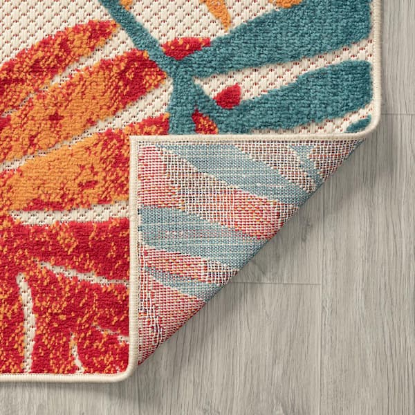 Tayse Rugs Oasis 7 ft. x 9 ft. Multi Color Floral Indoor Outdoor Area Rug OAS1001 7x9