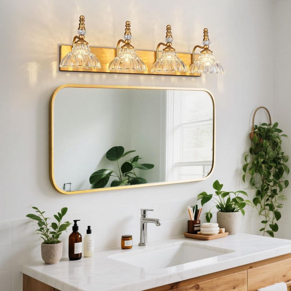 ZHLWIN Home Lighting 30.71 in. 4-Light Brass Vintage Bathroom Vanity ...