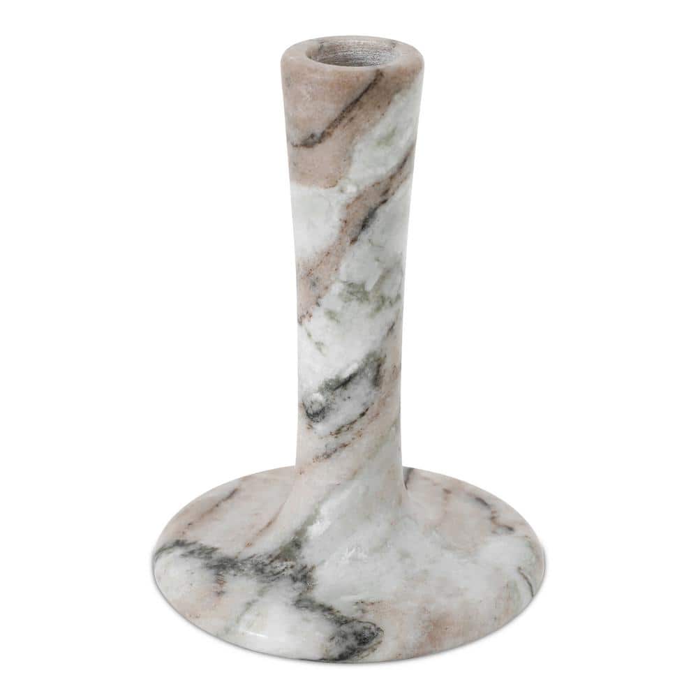 NADAAL STUDIOS Ira 5.5 in. Brown Torrent Marble Freeform Tall Candle Holder GK-1123-21-HD - The ...