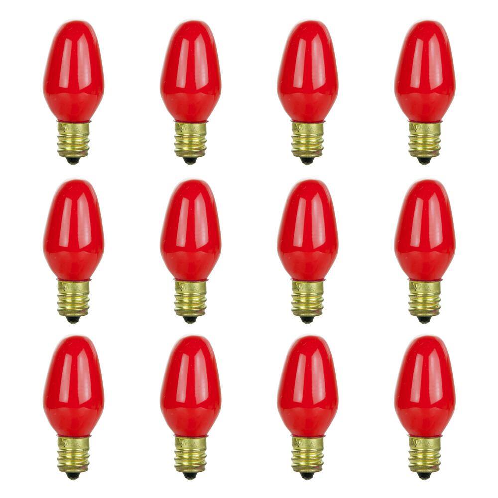 Sunlite 7-Watt C7 Candelabra Base Colored Incandescent Red Light Bulb ...