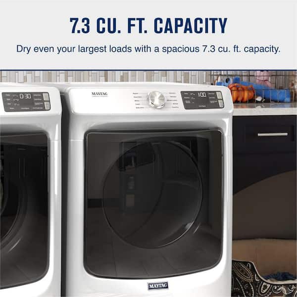 Maytag 7.3 cu. ft. 240-Volt White Stackable Electric Vented Dryer with ...