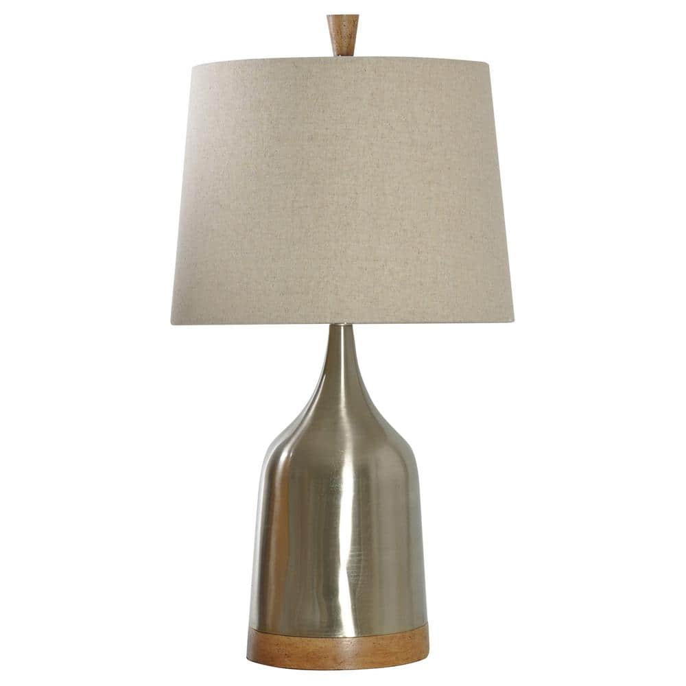 StyleCraft 27.25 in. Steel Light Brown Table Lamp with Light Beige Sand ...