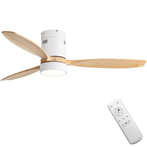 CACI Mall 52 in. Indoor/Outdoor White and Beige Ceiling Fan Integrated ...