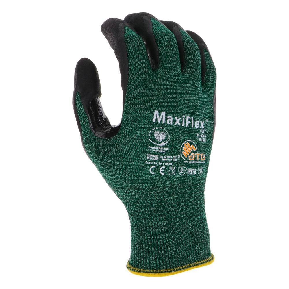 ATG MaxiFlex Cut Men's Large Green ANSI 2-Premium Nitrile-Coated ...