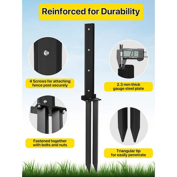 Angel Sar 15 in. Heavy-Duty Fence Post Anchor Repair Kit with Steel ...