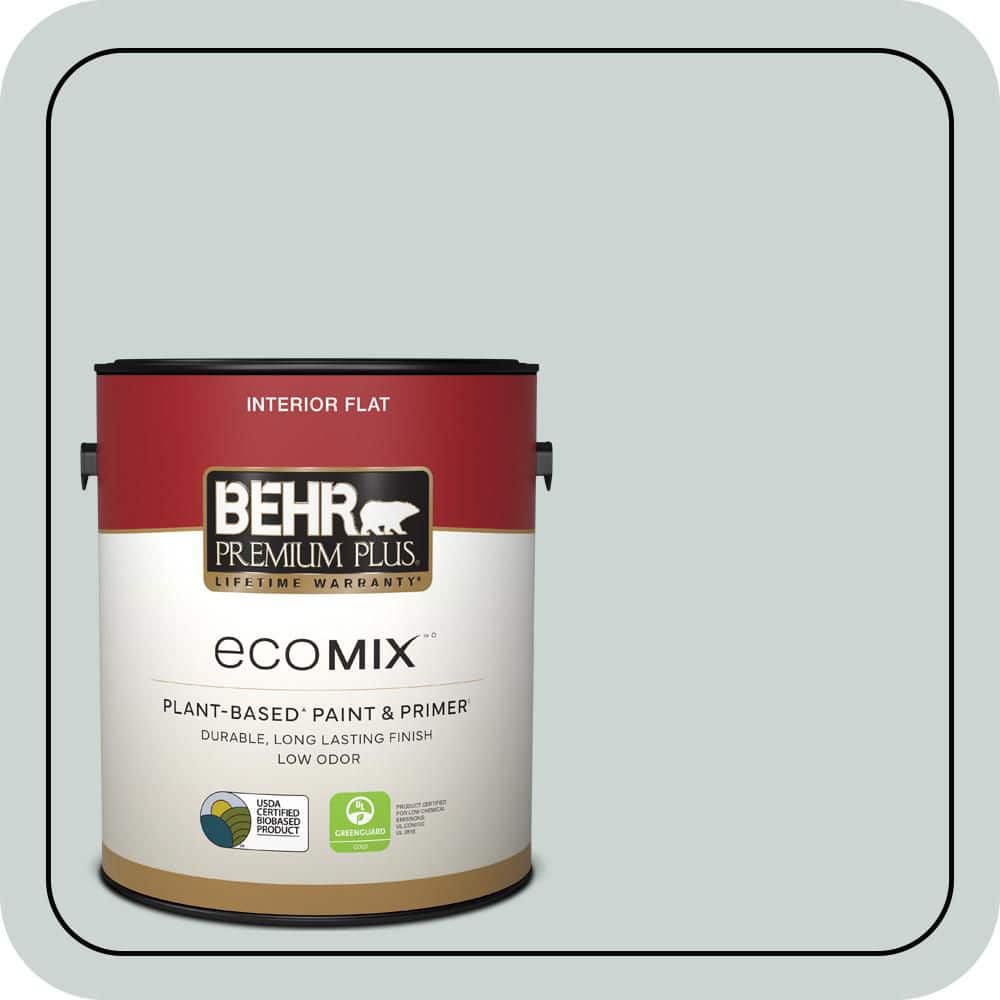 BEHR PREMIUM PLUS 1 gal. #ECC-34-1 Pacific Mist Flat EcoMix Plant-Based ...