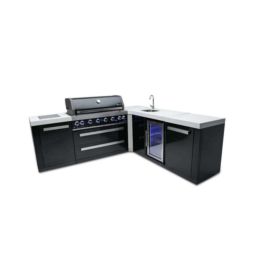 MONT ALPI Black Series 6 Burner Outdoor Kitchen Propane Natural Gas ...