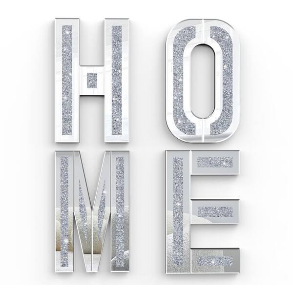 THKSHOUZ Silver 20 in. W x 13.4 in. H Modern Irregular Glass Framed 4 ...