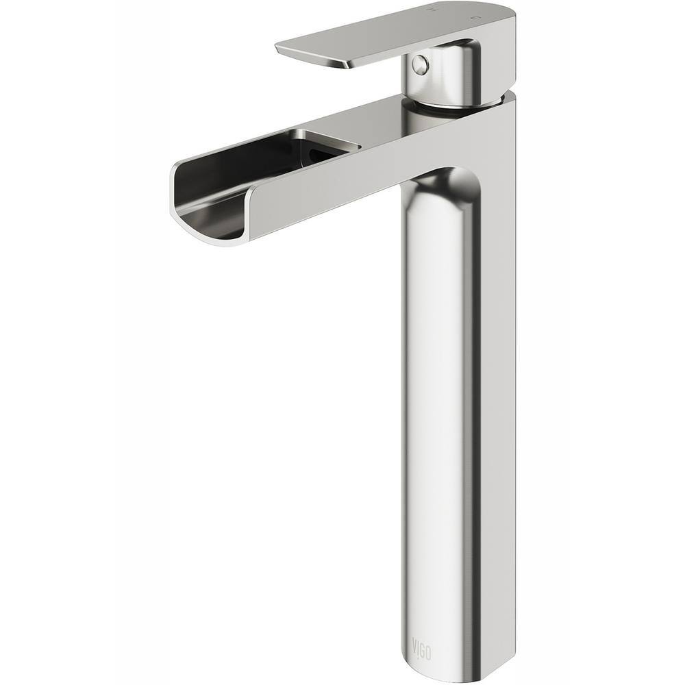 VIGO Amada Single Handle Single Hole Bathroom Vessel Faucet In Brushed