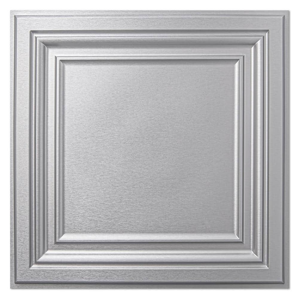 Art3dwallpanels Square Silver 2 ft. x 2 ft. Decorative PVC Drop In ...
