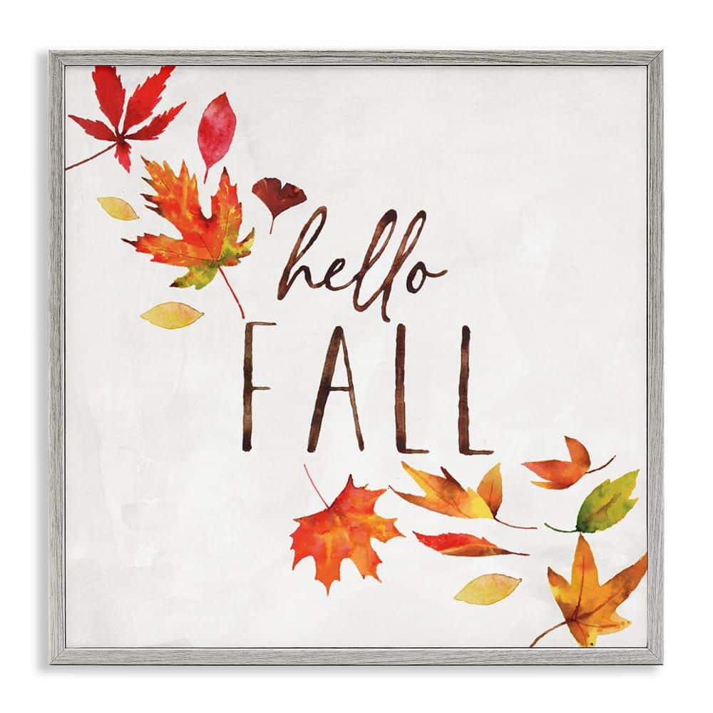 Stupell Industries Hello Fall Autumn Tree Leaves Seasonal Statement by ...