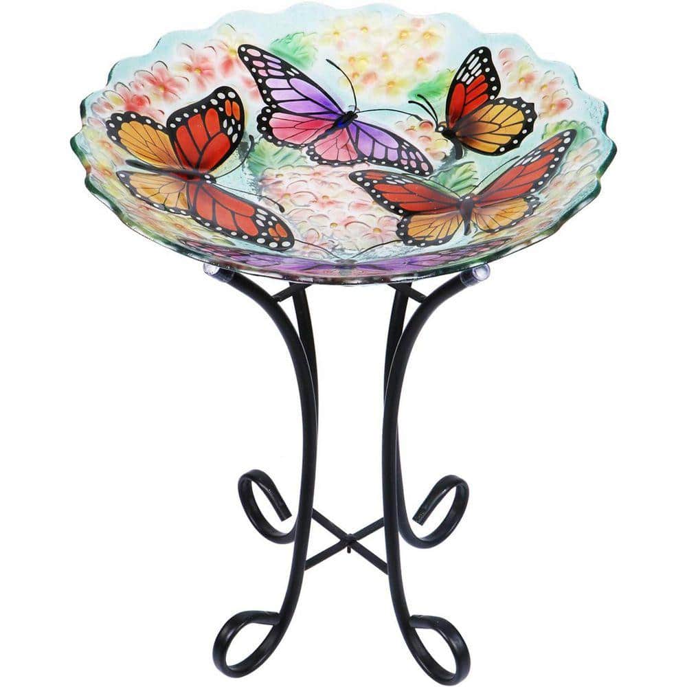 Multi-Colored Garden Decor Butterfly Bird Baths YNLIN336 - The Home Depot