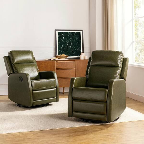 JAYDEN CREATION Coral Classic Green Upholstered Rocker Wingback Swivel ...