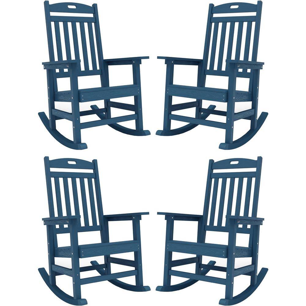 YEFU Navy Plastic Patio Outdoor Rocking Chair, Fire Pit Adirondack ...