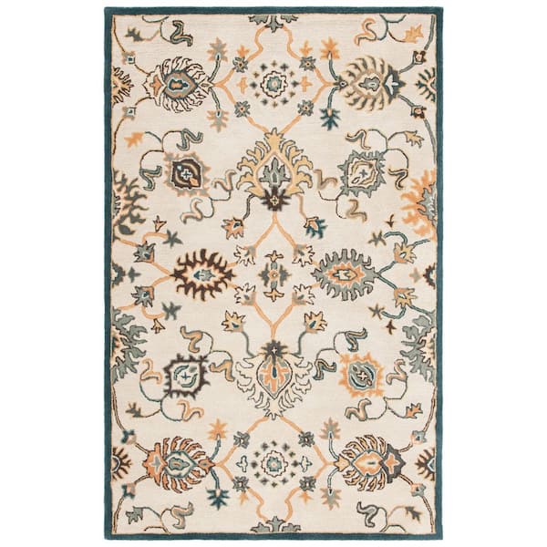 SAFAVIEH Heritage 3 ft. x 5 ft. Beige/Ivory Border Ornate Area Rug ...