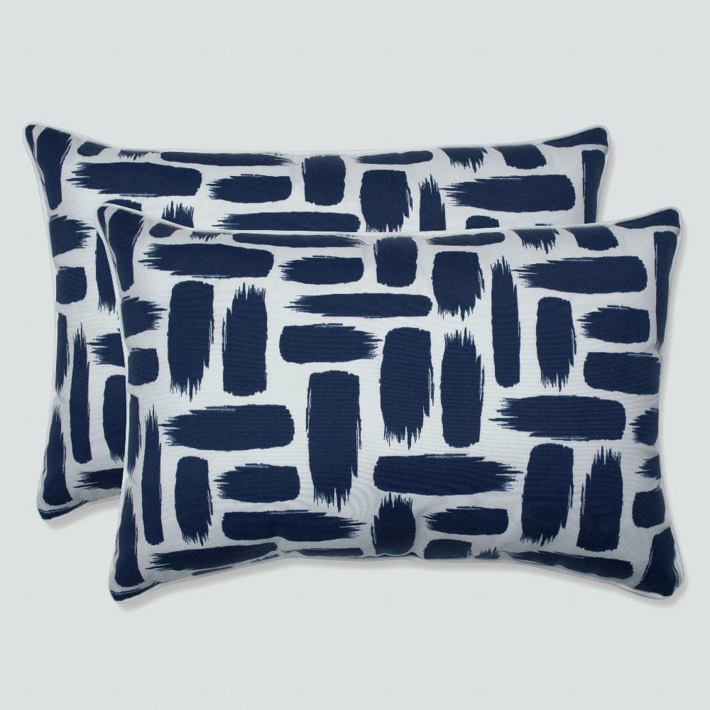 Pillow Perfect Blue Rectangular Outdoor Lumbar Throw Pillow 2-Pack ...