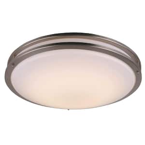 Alexa 18 in. W with 1-Light Brushed Nickel Integrated LED Flush Mount ...