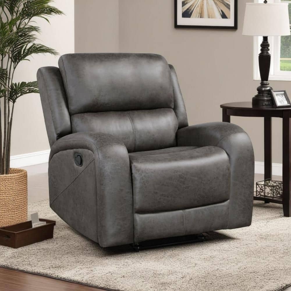 Benjara Patsy Gray Microfiber Rocker Recliner BM336115 - The Home Depot