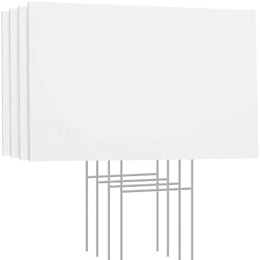Phewnyzo 24 x 16 in. Corrugated Plastic Blank Yard Signs with Stakes ...