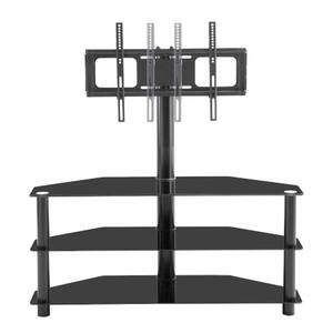 41.3 in. Adjustable Angle Black Adjustable Height TV Mounts TV Stand Fits TV s Up to 65 in. with 3 Shelf