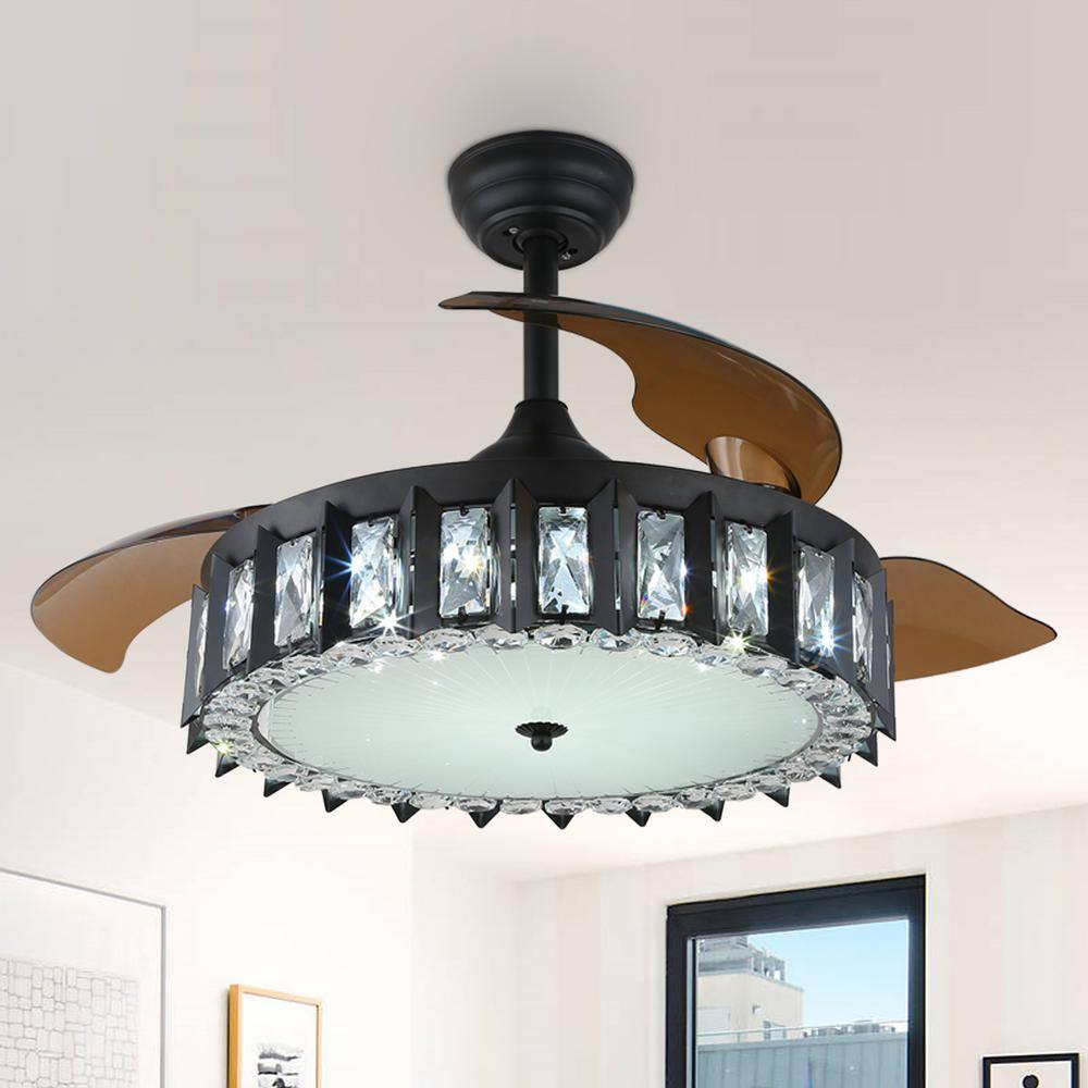 Oaks Aura Cerello 42in. LED Indoor Black Glam Crystal Chandelier with ...