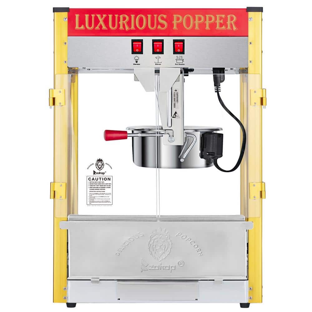 Winado 850-Watt 8 oz. Red Countertop Popcorn Machine with Double Door ...