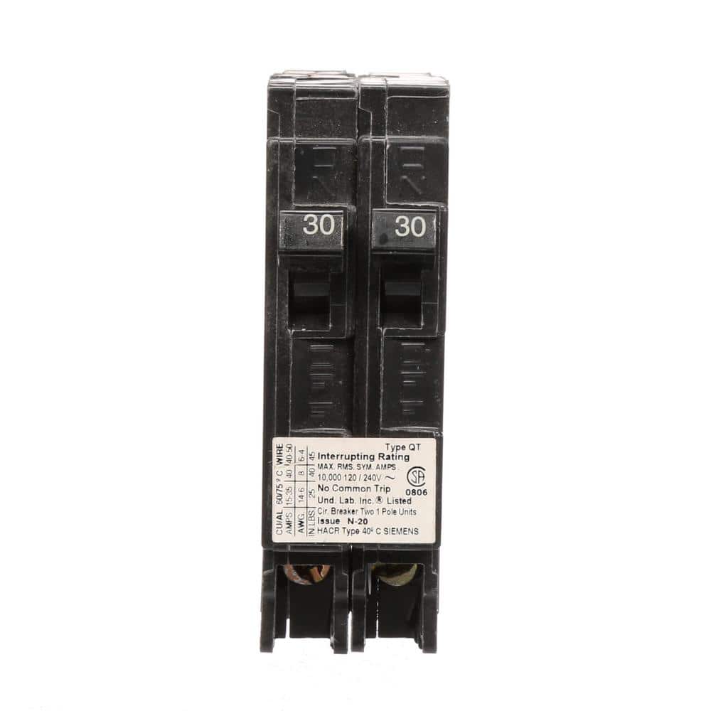 Siemens Two 30 Amp Single-Pole Circuit Breaker Non-Current Limiting ...