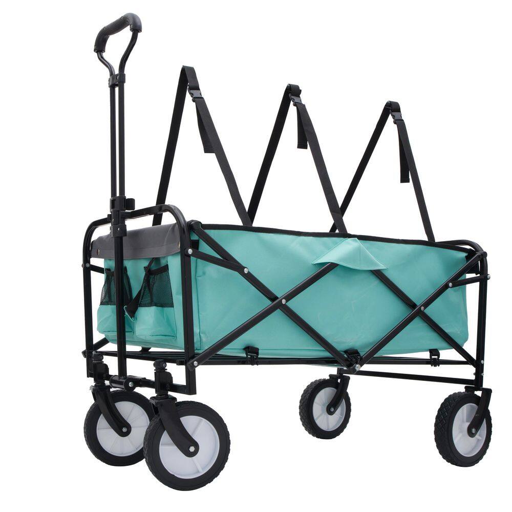 Otryad 17 cu. ft. Mint Green Fabric Collapsible Garden Cart, Utility ...