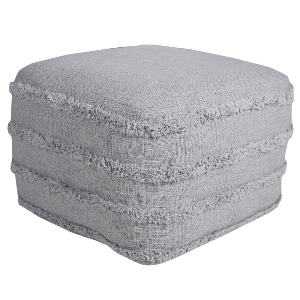 HomeRoots Amelia Gray Cotton Square Accent Ottoman 2000517936 - The ...