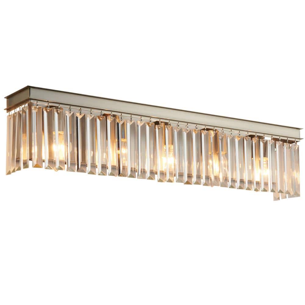 pasentel 28 in. 5-Light Brushed Nickel Bathroom Vanity Light Wall Light ...
