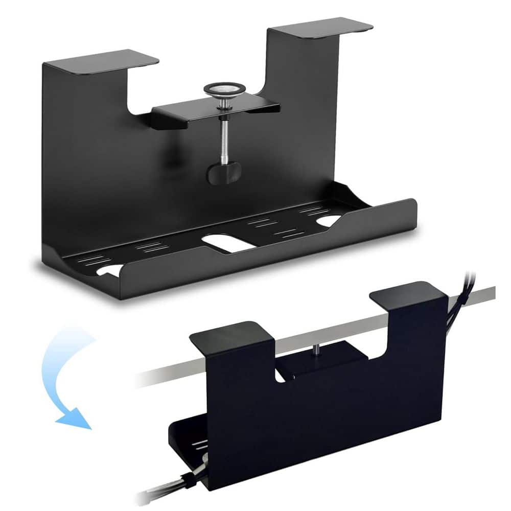 Yichuhaoxi Clamp-On Steel Cable Management Tray Under Desk Heavy-Duty No Drill 17x9 Inch Power ...