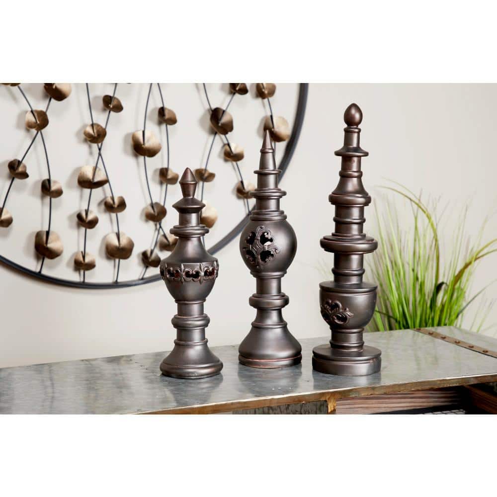 Litton Lane Tall Bronze Decorative Finials Shelf and Table Decor (Set ...