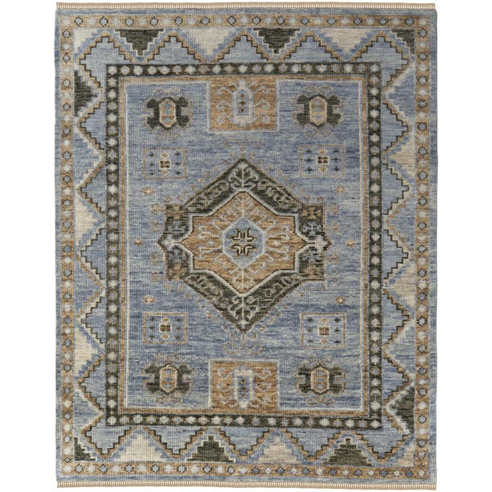 HomeRoots 8 ft. x 10 ft. Ivory, Tan, Blue Oriental Area Rug 2000567042 ...