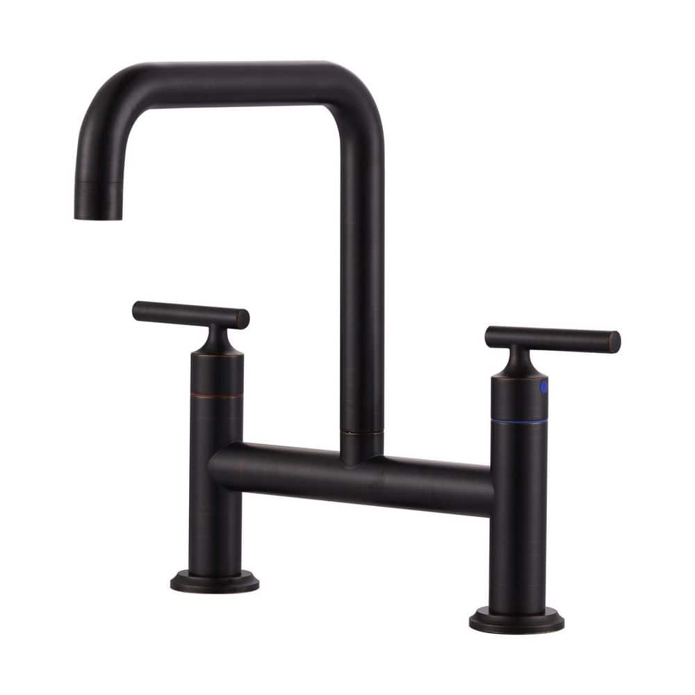 VEVETTA Double Handle Bridge Faucet with Kitchen Sink Hole Cover and ...
