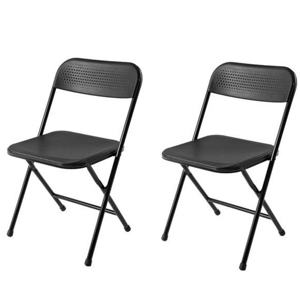 ESILOO 2-Pack Black Folding metal Chairs-Lightweight, Sturdy Steel ...