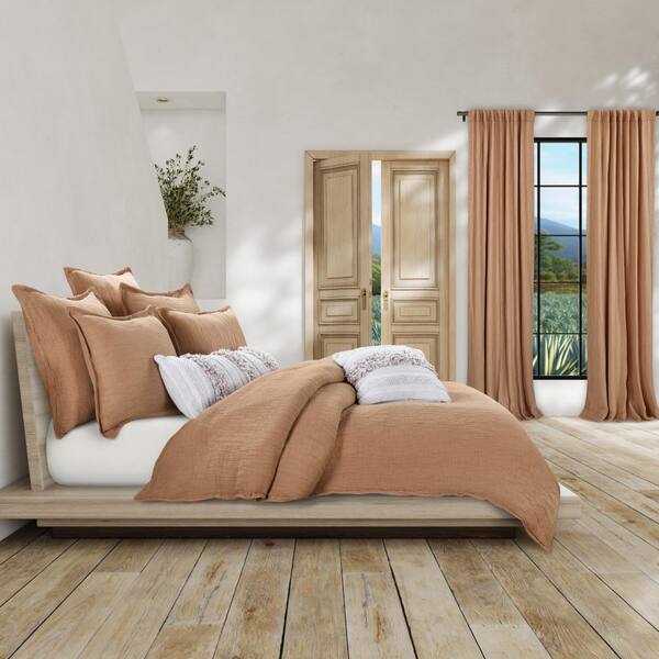 J QUEEN NEW YORK INC Sea cove Terracotta Cotton Full/Queen Duvet Cover ...
