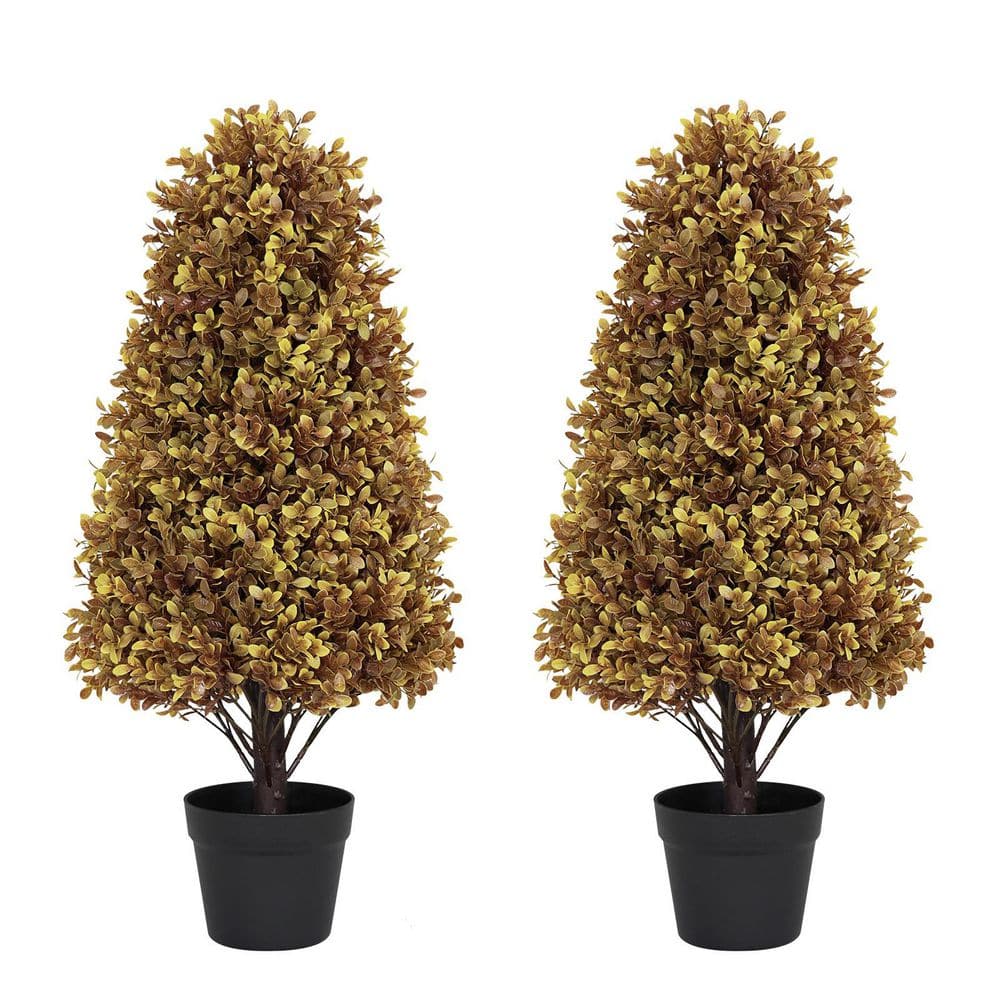 poetree 2.5 ft. Artificial Autumn Fall Decor Topiary Boxwood Tree ...