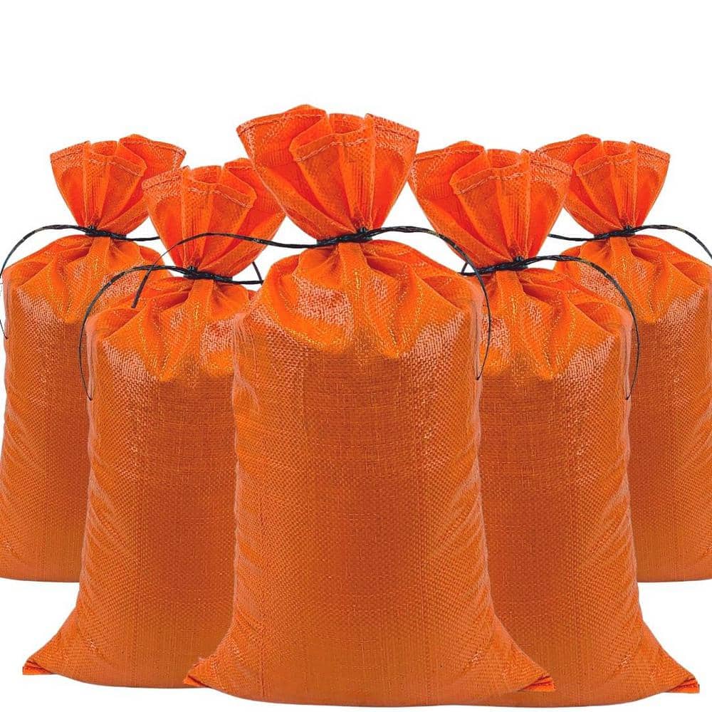 DURASACK 14 in. x 26 in. Orange Woven Sand Bags with Tie String (50 ...