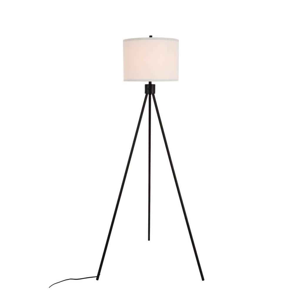 Uixe 61.4 in. Black Tripod Standard Floor Lamp with Hardback Spider ...