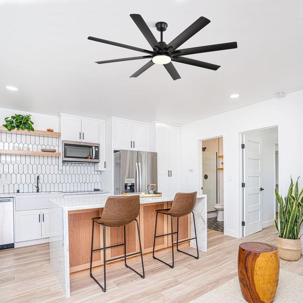 Byteany 5.5 ft. Indoor Black 265-Volt 110 RPM Smart Industrial HVLS ...