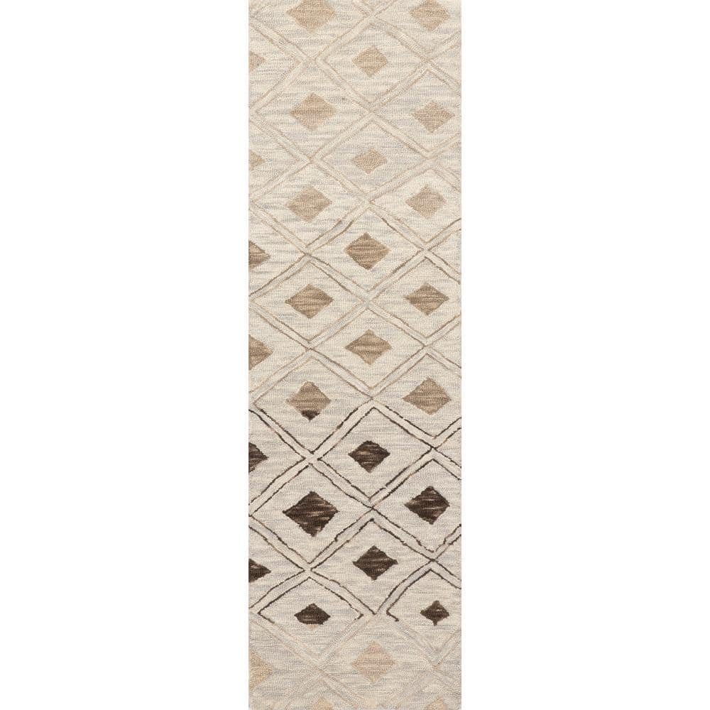 RUGS USA Coco Trellis Wool Beige 2 ft. x 8 ft. Indoor/Outdoor Patio ...