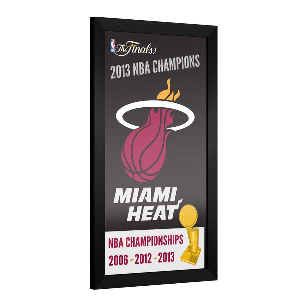 Miami Heat 2013 NBA Champions 26 in. W x 15 in. H Wood Black Framed ...