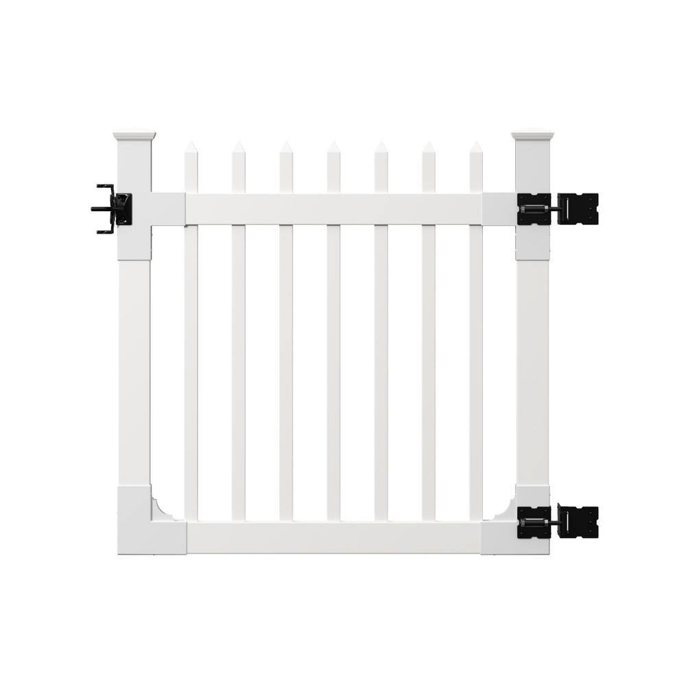 WamBam Fence 4 ft. x 4 ft. Nantucket Vinyl Picket Fence Gate with ...