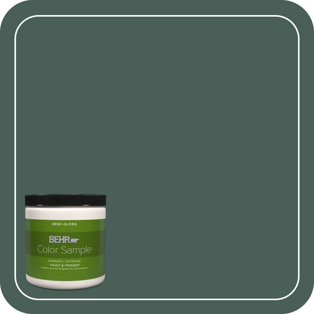 BEHR PREMIUM PLUS 8 oz. #M440-7 Rainforest Semi-Gloss Interior/Exterior ...